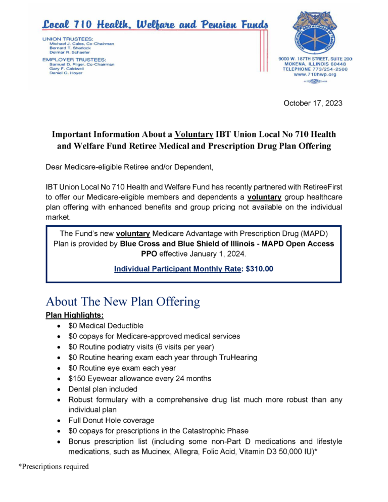 Local 710 Health Welfare & Pension Funds